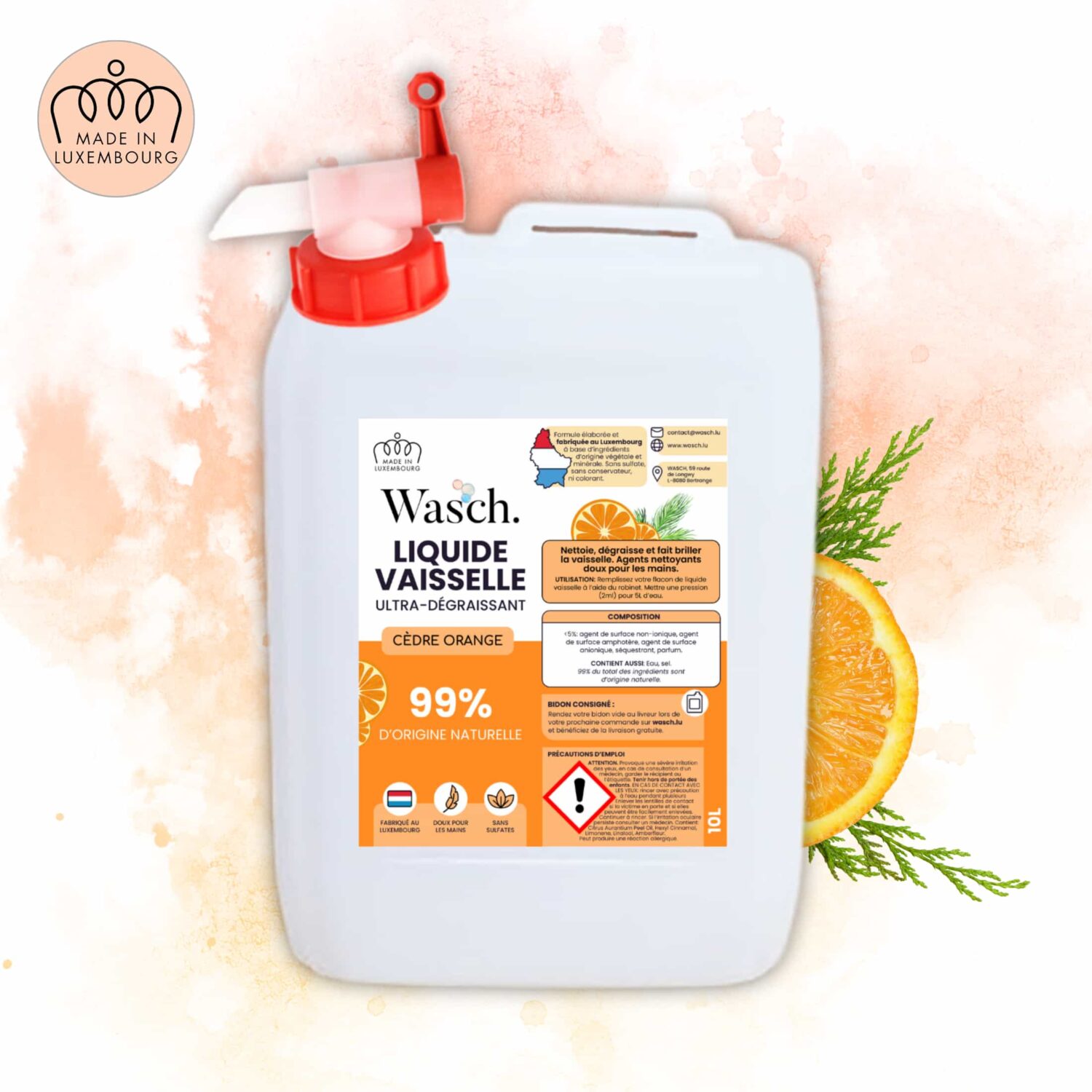 Liquide Vaisselle Vrac Cèdre Orange (10L) - wasch